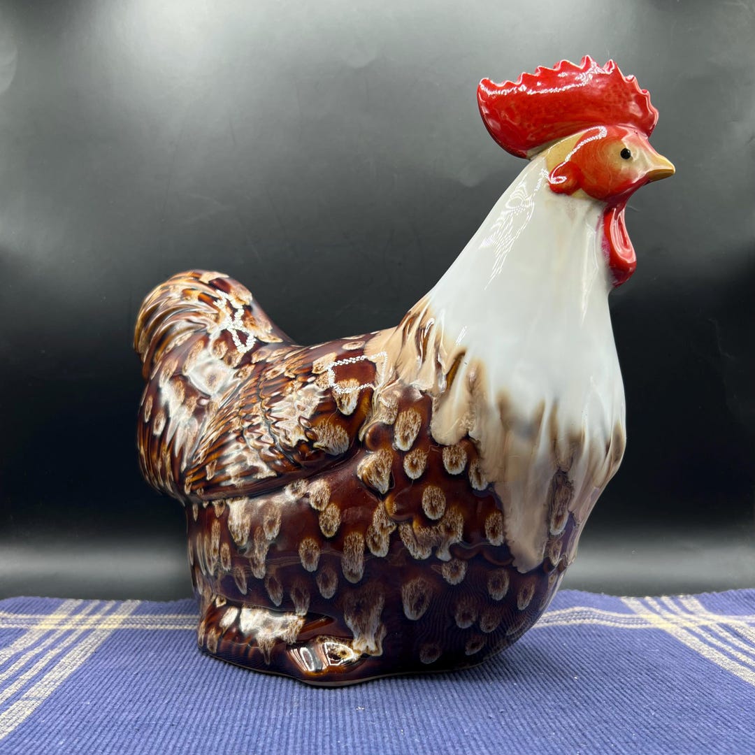Whimsical LARGE Ceramic Rooster Chicken Hen Figure - Etsy