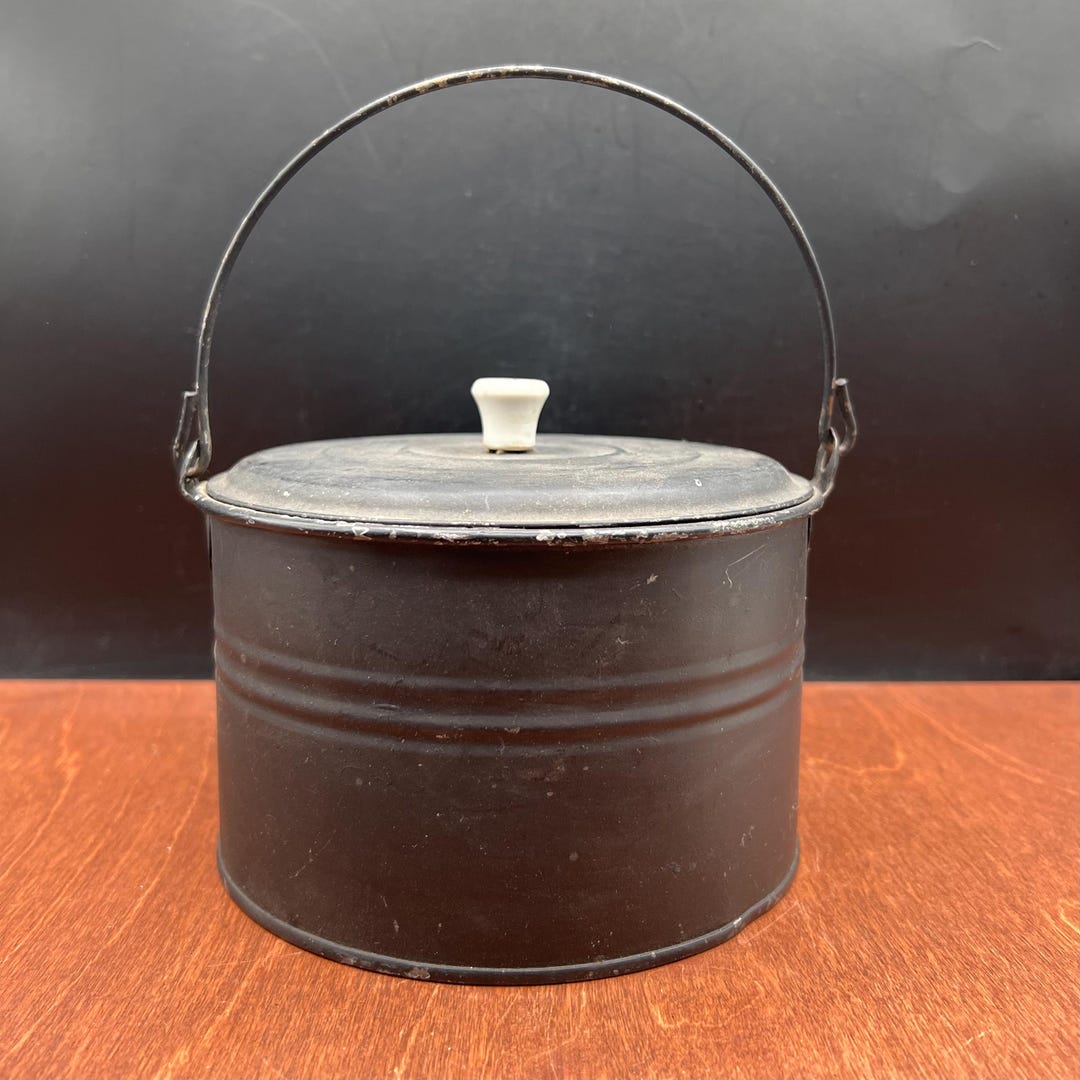 Black Vintage Tin Berry Bucket or Minor's Lunch Pail Planter - Etsy