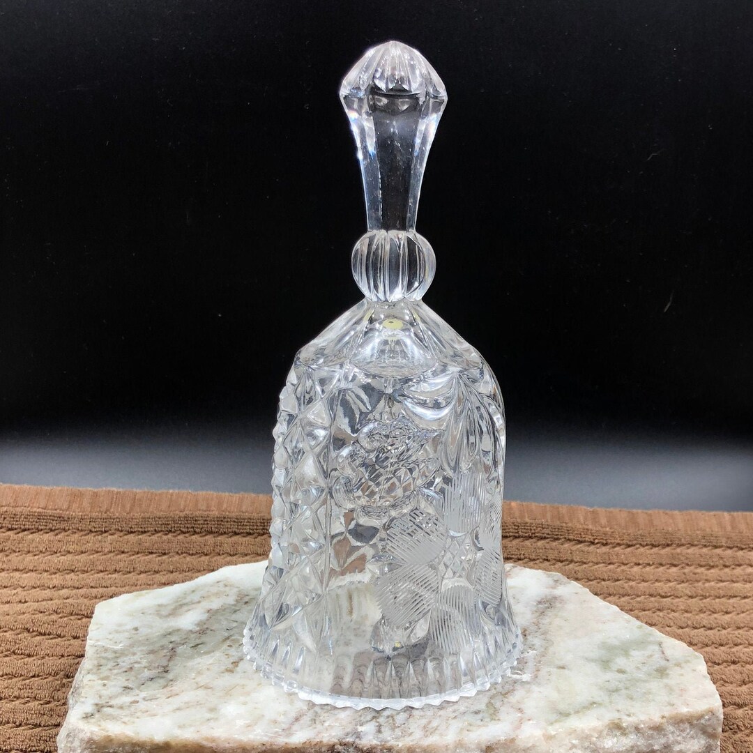 Etched Flower on Cut Glass Dinner Bell - Etsy