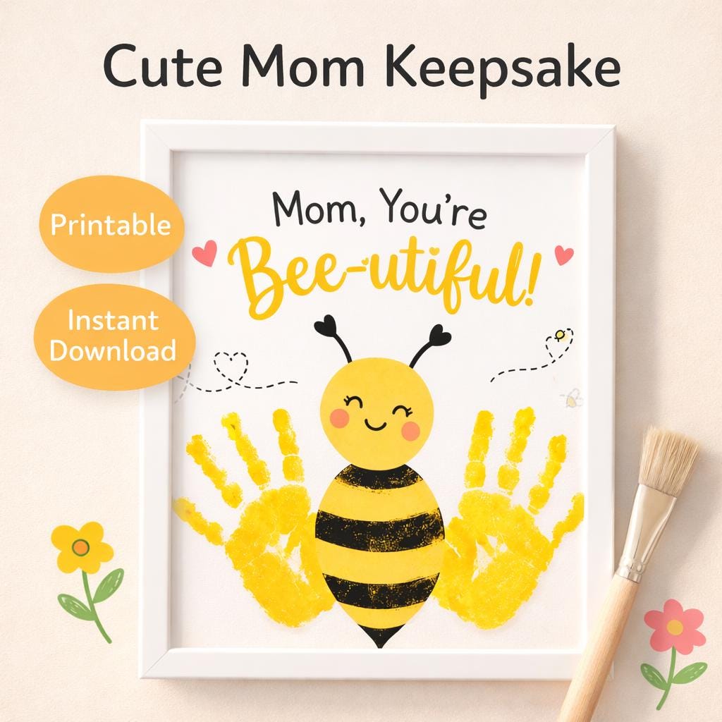 Mother’s Day Handprint Craft, Bee Handprint Art, Mom You’re Bee-utiful ...
