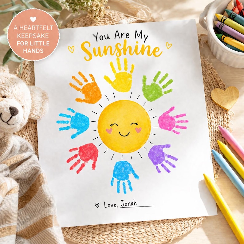 Mothers Day Handprint Art Printable, You Are My Sunshine Craft, Kids ...