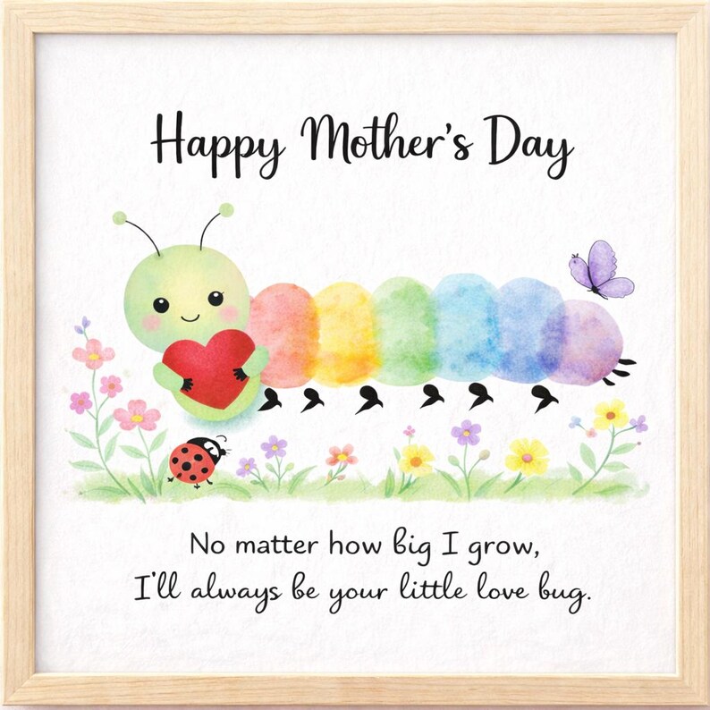 Mother’s Day Handprint Art, Love Bug Printable, Kids Craft Gift for Mom ...