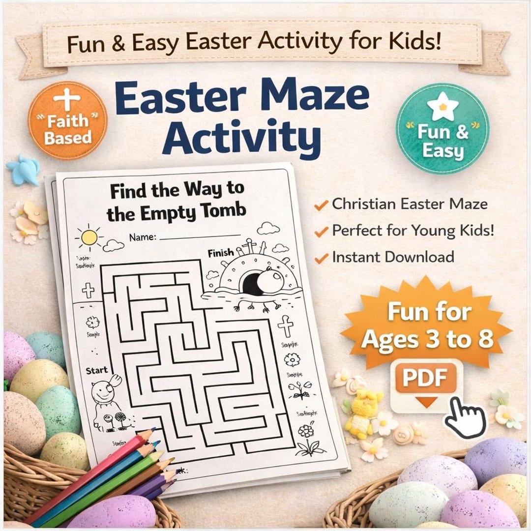 Easter Maze Printable, Christian Easter Activity for Kids, Bible Maze ...