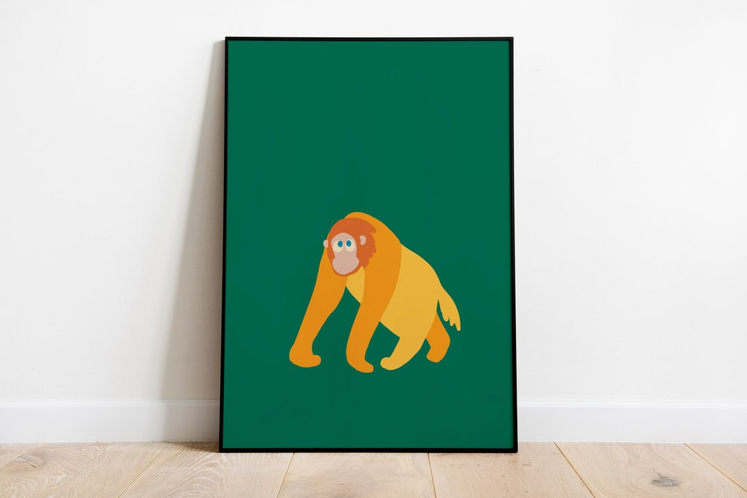 UAKARI Small Monkey Poster for Kids Room Decor Printed in Sustainable ...