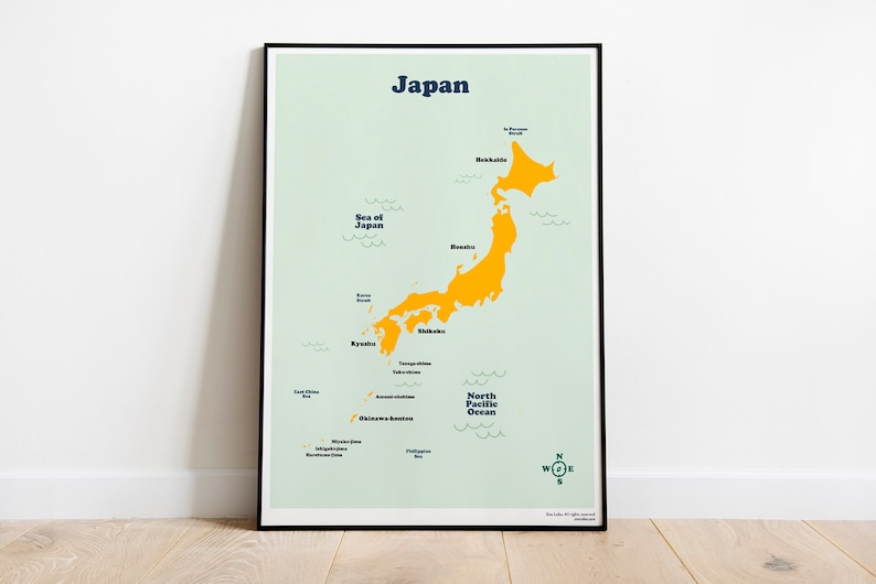 Japan Printable Map for Kids Home School. Japan Islands. - Etsy