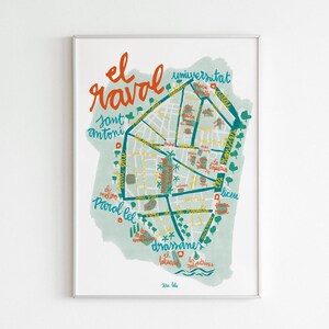 Les Corts Barcelona Illustrated Map for Travel Wall. Barcelona Souvenir ...