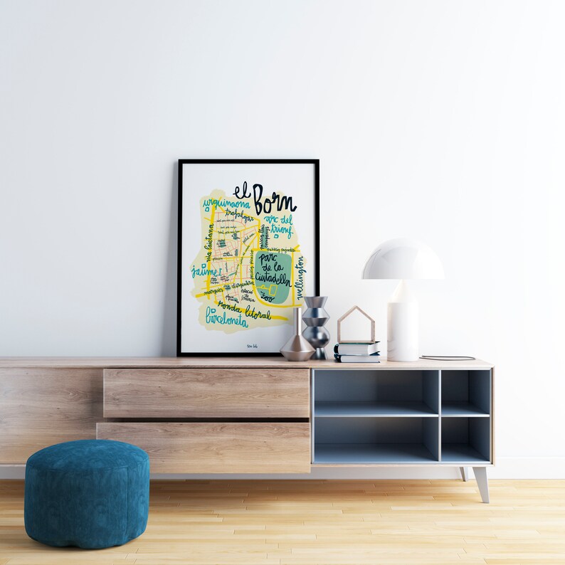 Les Corts Barcelona Illustrated Map for Travel Wall. Barcelona | Etsy