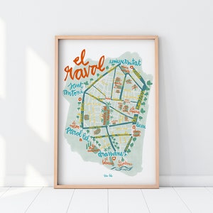 Raval and El Born Barcelona Neighborhood Map. Illustrated City ...