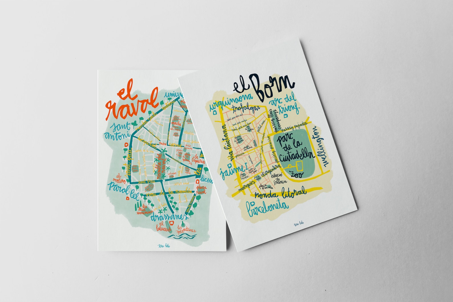 Raval and El Born Barcelona Neighborhood Map. Illustrated City - Etsy