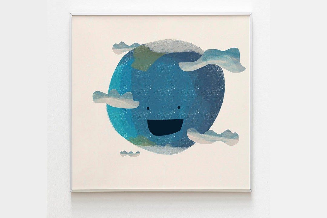 Earth Print: Solar System Nursery Decor (10x10 Inches) - Etsy