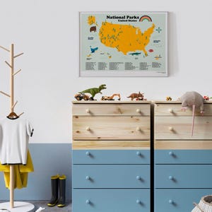 USA National Parks Map Printable Educational Poster for Home School and ...