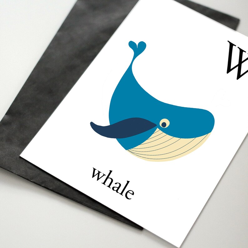 Whale Postcard Capital Letters for Kids Room Decor. Animal - Etsy Canada