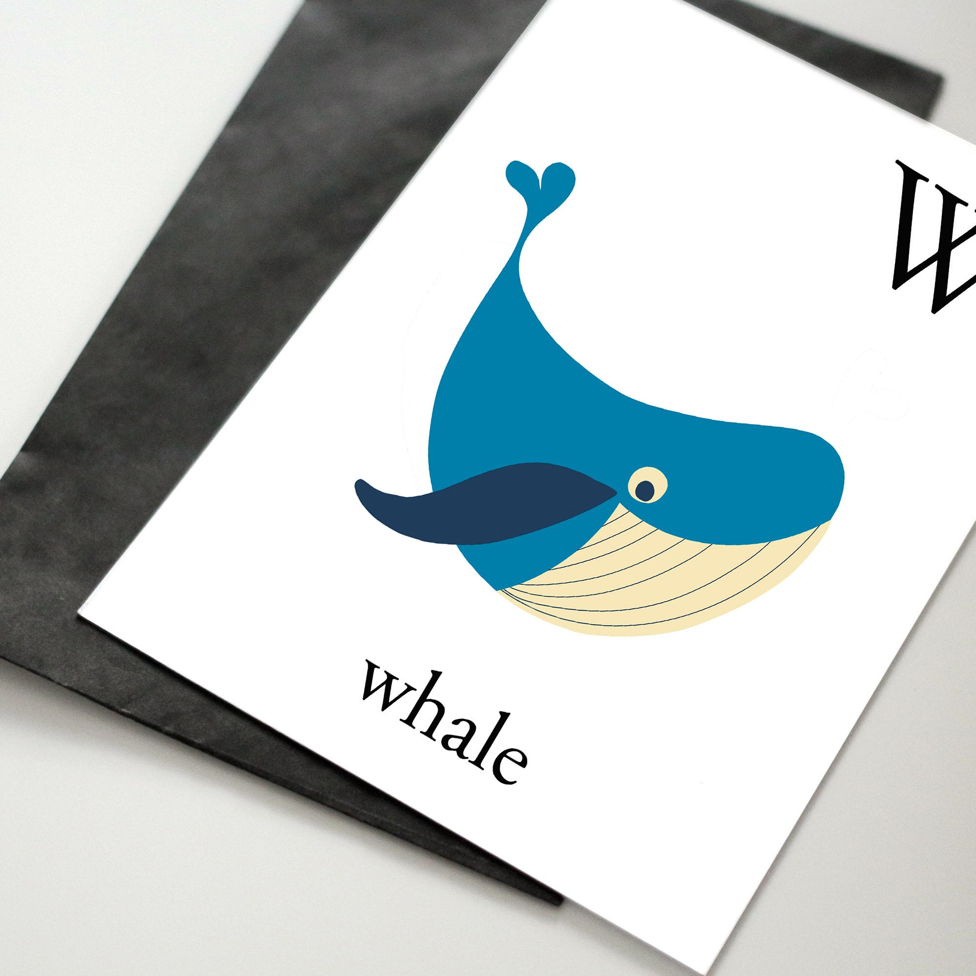 Whale Postcard Capital Letters for Kids Room Decor. Animal - Etsy Canada