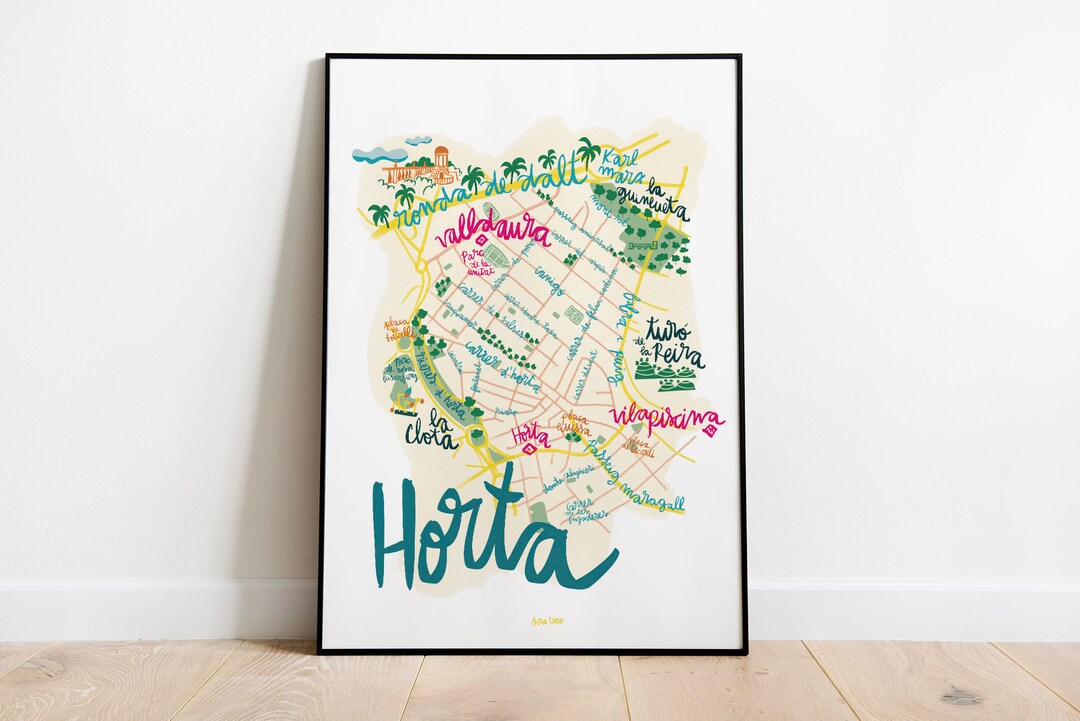 Horta Barcelona Stadtplan. Illustration aus dem Quartier in Horta ...