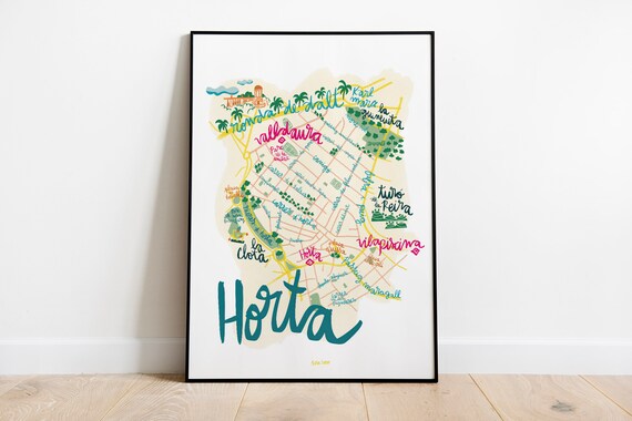 Horta Barcelona City Map. Illustration of the Horta Quartier. | Etsy