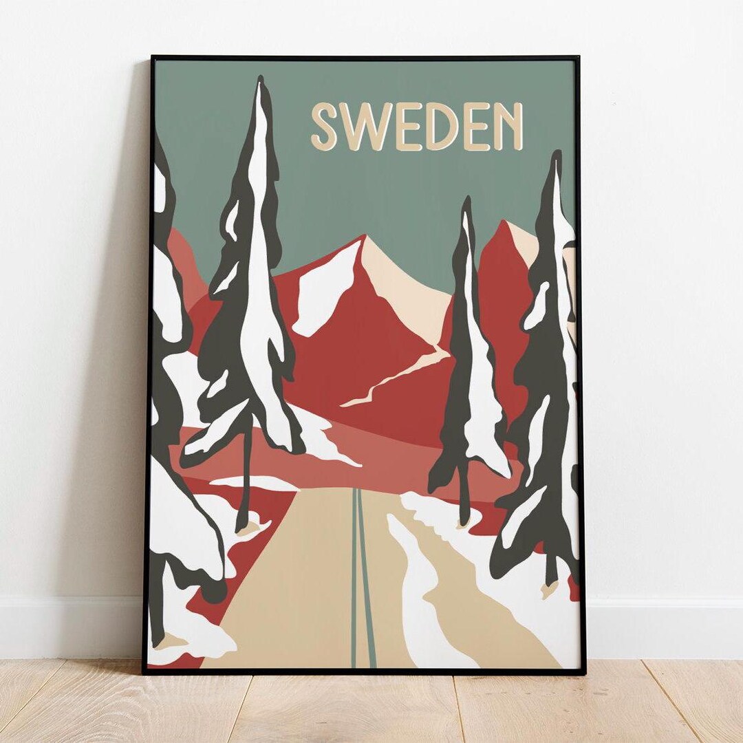SWEDEN SCANDINAVIA PRINT. Travel Poster. Wall Art. Swedish Illustration ...