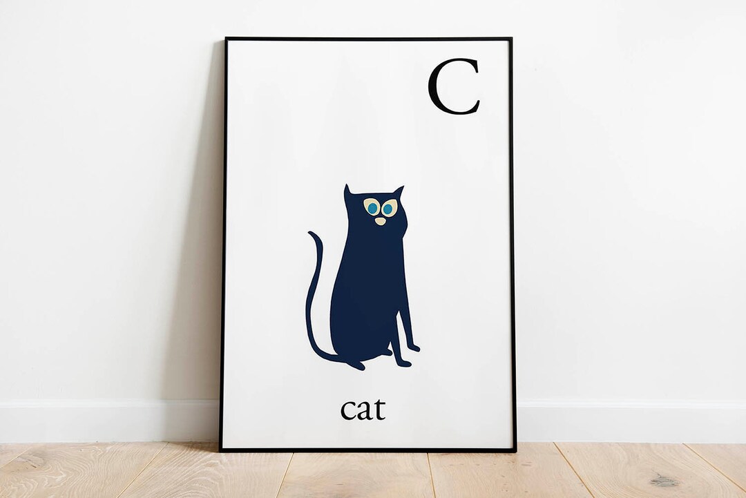 Cat Print Kids Room Letter C for Playroom. Cute Animals for Children ...