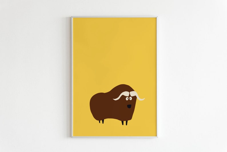 Musk Ox poster for kids room decor printed in sustainable | Etsy