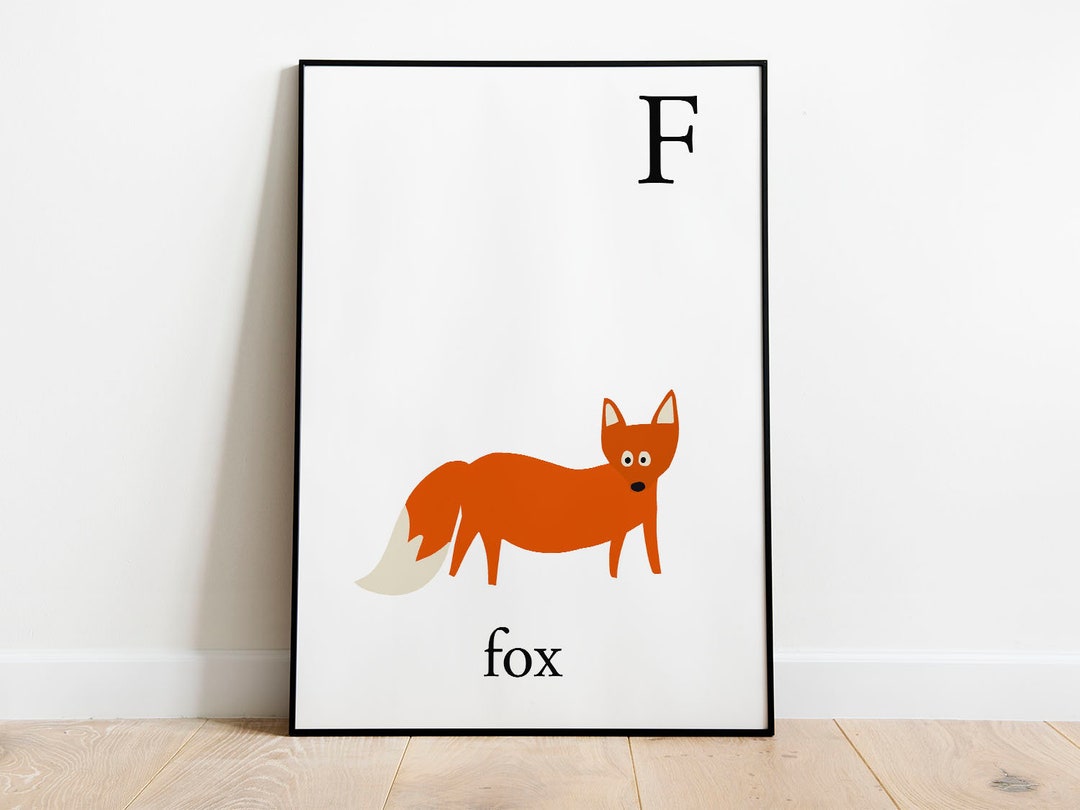 Red Fox Alphabet Print. Cute Animals Prints for Kids Room. Toddler Room ...