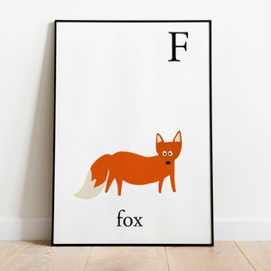 Red Fox Alphabet Print. Cute Animals Prints for Kids Room. Toddler Room ...