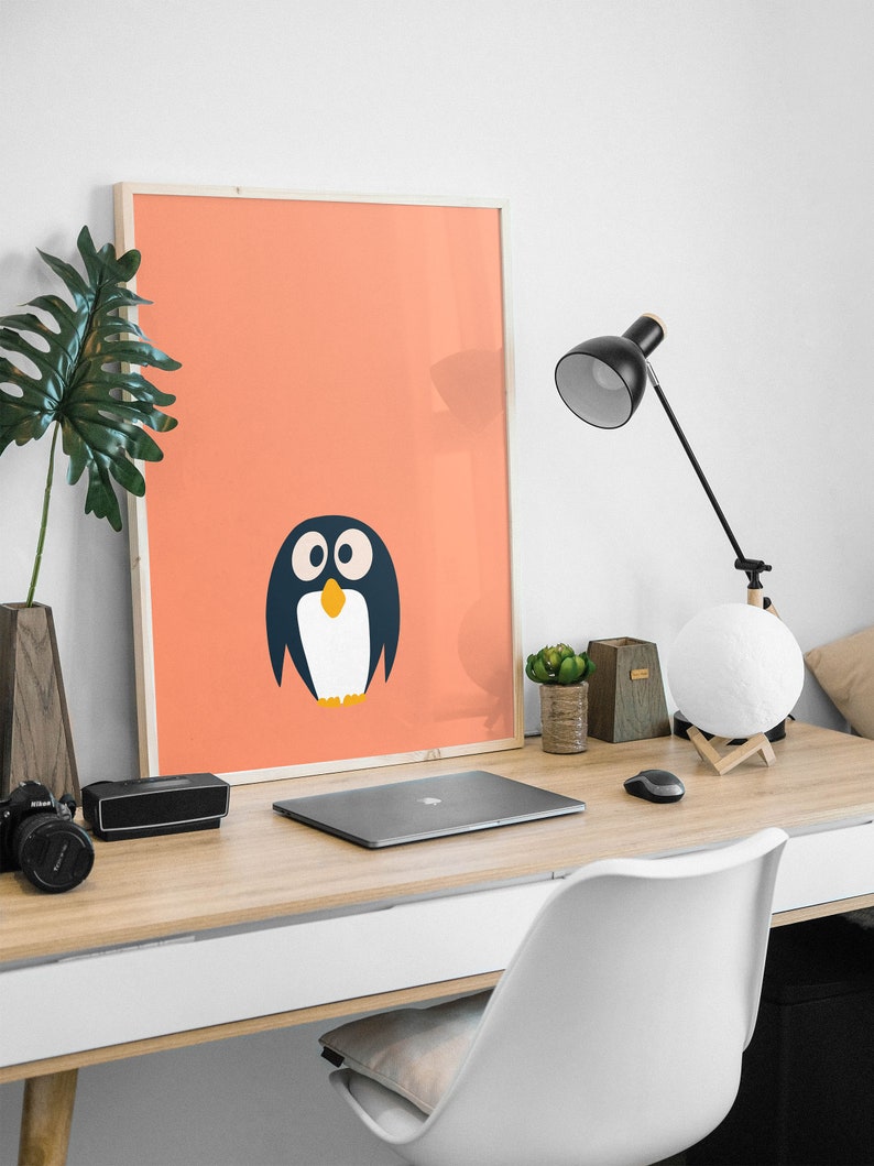 Penguin poster for kids room decor printed in sustainable | Etsy
