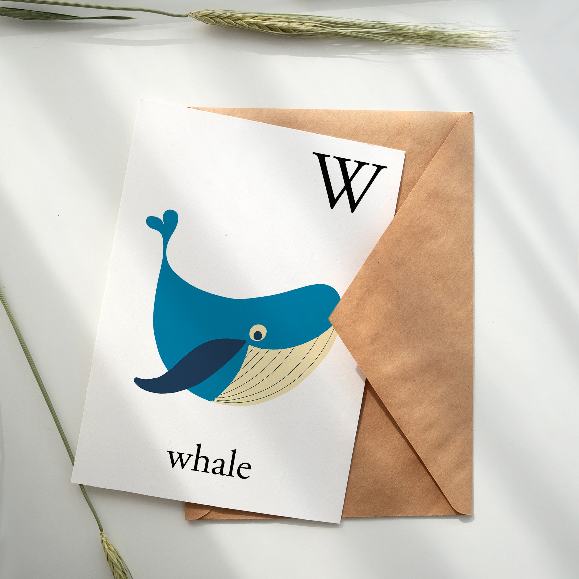 Whale Postcard Capital Letters for Kids Room Decor. Animal - Etsy Canada