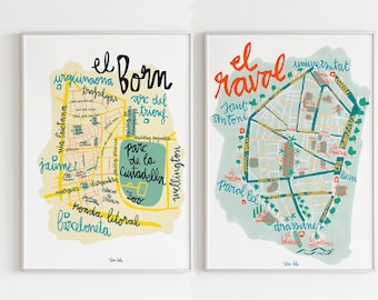 Illustrated Map of Barcelona - Etsy
