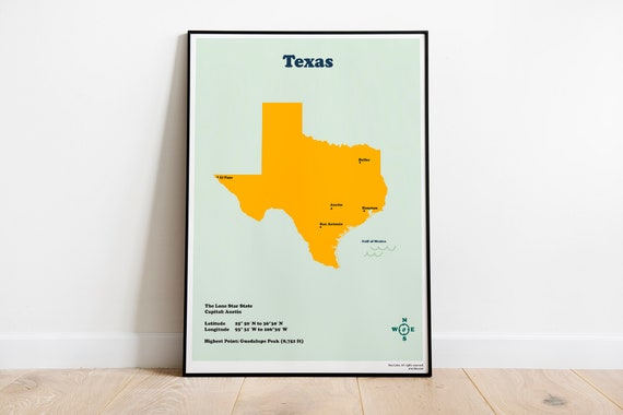 Texas State Printable Map for kids home school. States of | Etsy