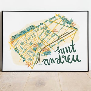 Les Corts Barcelona Illustrated Map for Travel Wall. Barcelona - Etsy