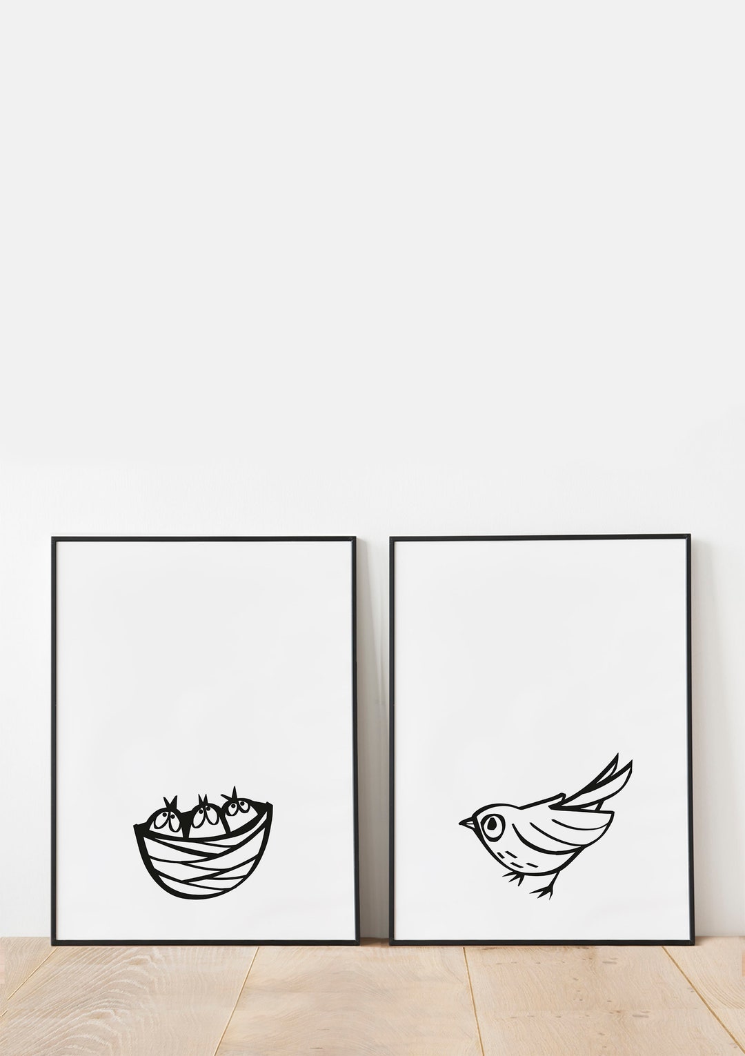 Bird and Nest Set of Prints for Nursery Room Decor. Instant Download ...