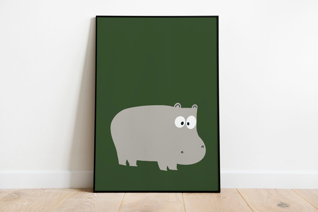 HIPPO Poster for Kids Room Decor Printed in Sustainable Paper. Children ...