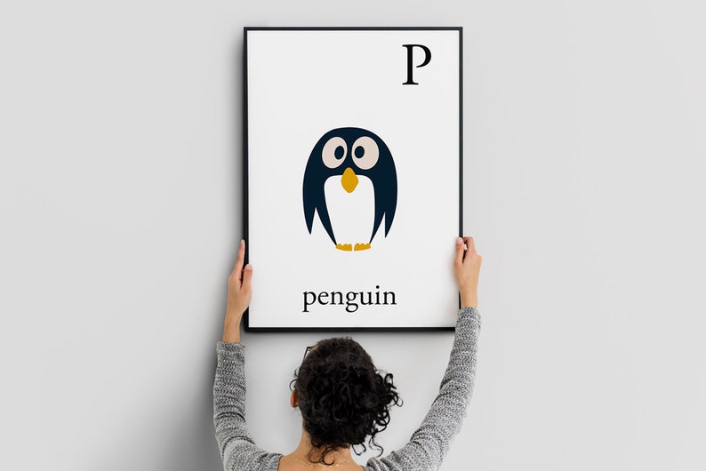 Penguin poster for kids room decor printed in sustainable | Etsy