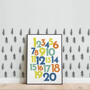Numbers 1-20 Poster: Soft Pastel Colors, Minimalist Nursery Decor - Etsy