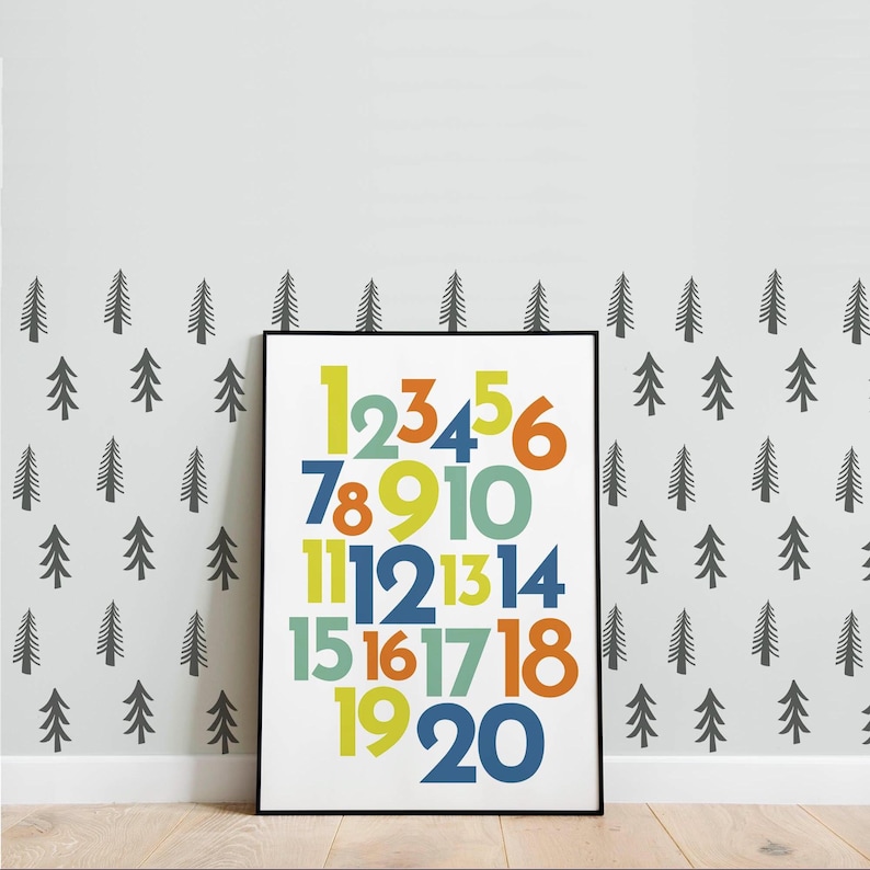Numbers 1-20 Poster: Soft Pastel Colors, Minimalist Nursery Decor - Etsy