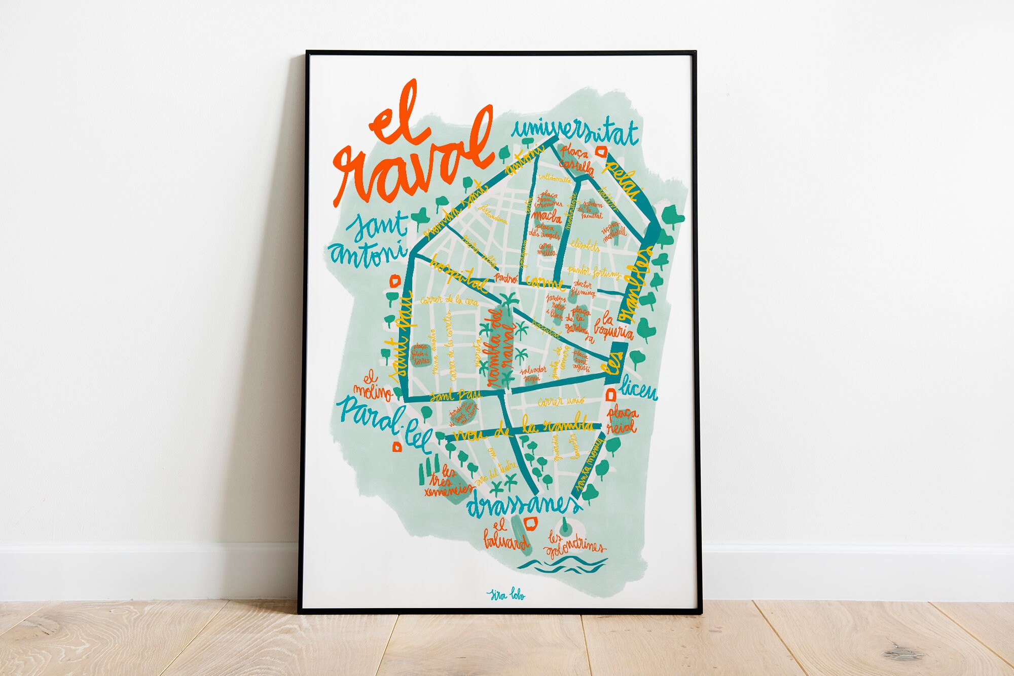 Raval and El Born Barcelona Neighborhood Map. Illustrated City - Etsy