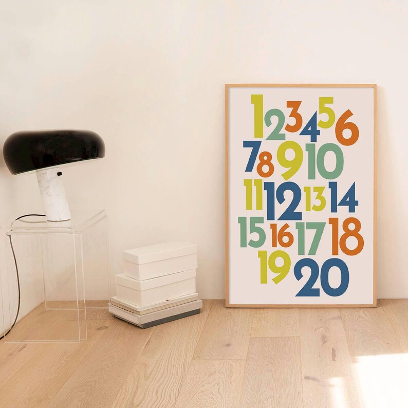 Numbers 1-20 Poster: Soft Pastel Colors, Minimalist Nursery Decor - Etsy