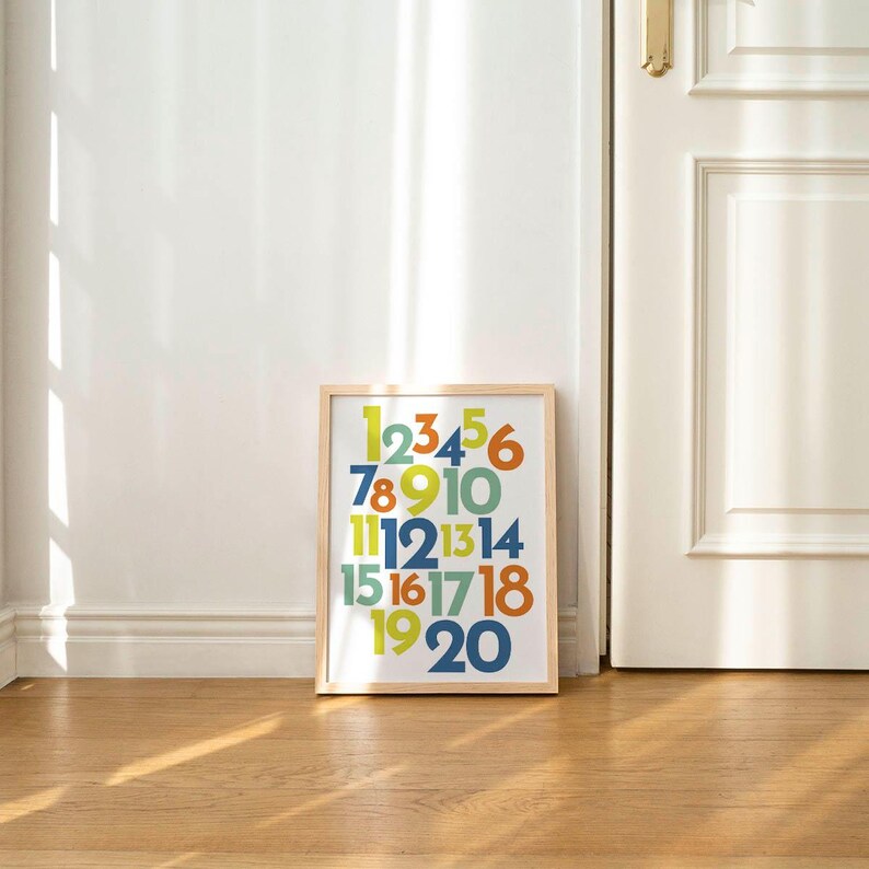 Numbers 1-20 Poster: Soft Pastel Colors, Minimalist Nursery Decor - Etsy