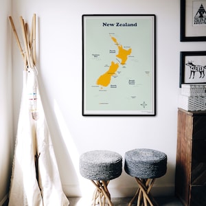 New Zealand Printable Map, Instant Download and Print in 20 Sizes, Home ...