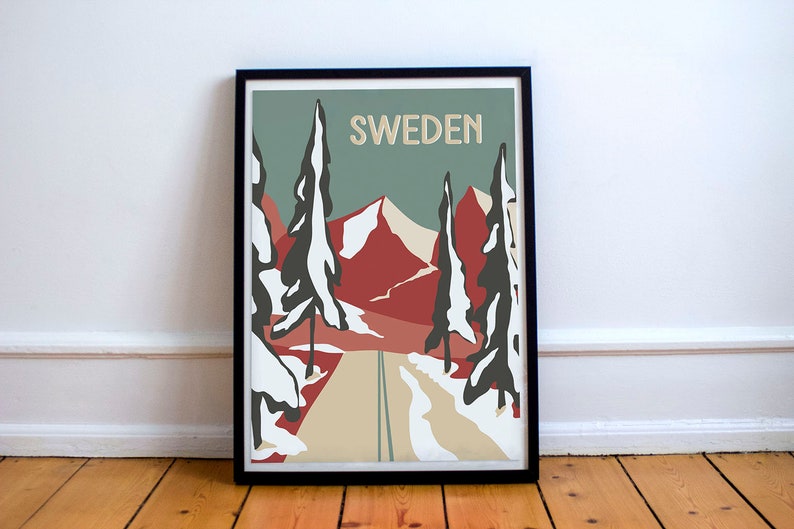 SWEDEN SCANDINAVIA PRINT. Travel Poster. Wall Art. Swedish - Etsy