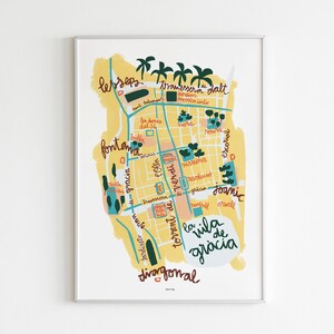 Les Corts Barcelona Illustrated Map for Travel Wall. Barcelona - Etsy