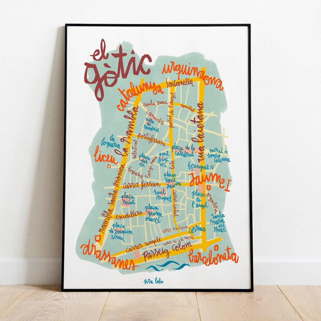 Barcelona Gothic Quarter Map Print: Travel Souvenir Art - Etsy