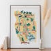 Les Corts Barcelona Illustrated Map for Travel Wall. Barcelona Souvenir ...