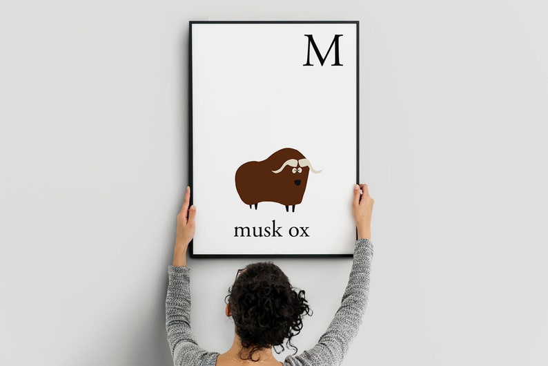 Musk Ox poster for kids room decor printed in sustainable | Etsy