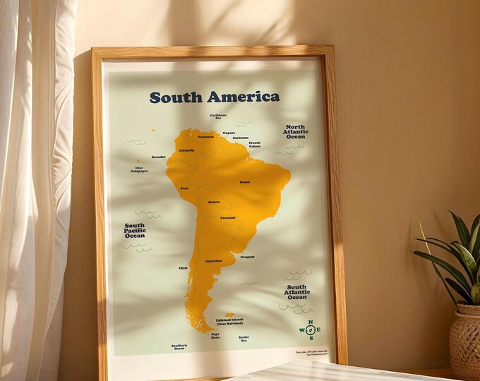 Digital North & South America Map Full Color With States Printable ...