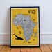 Africa Map Wildlife Original Illustration. Geography Illustrated Map ...