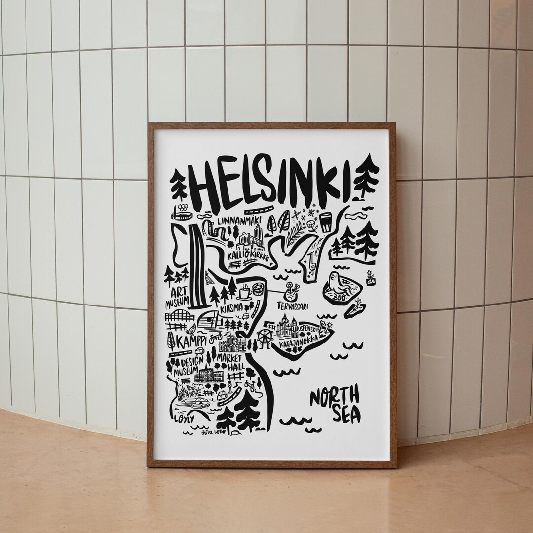 Helsinki City Map Print: Scandinavian Travel Art - Etsy