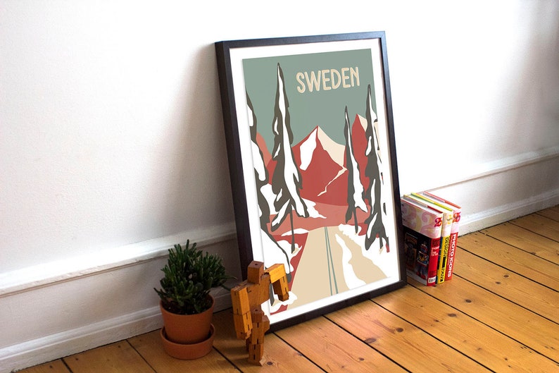 SWEDEN SCANDINAVIA PRINT. Travel Poster. Wall Art. Swedish - Etsy
