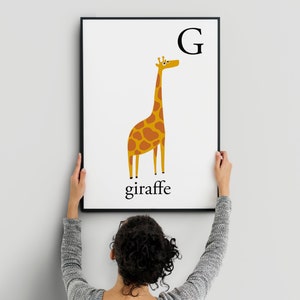 Giraffe Poster for Toddlers Room Decor. Cute Animals Prints for ...