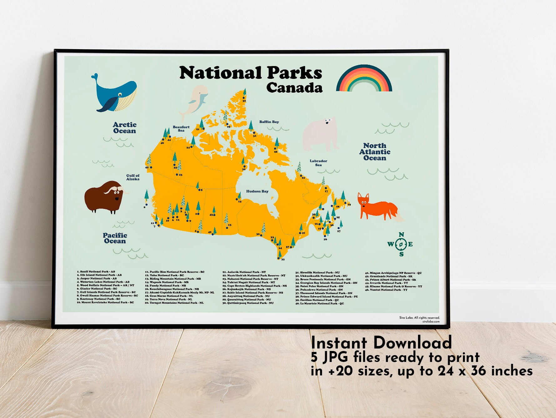 Canada Printable Map of National Parks and Reserves. Canada - Etsy Canada