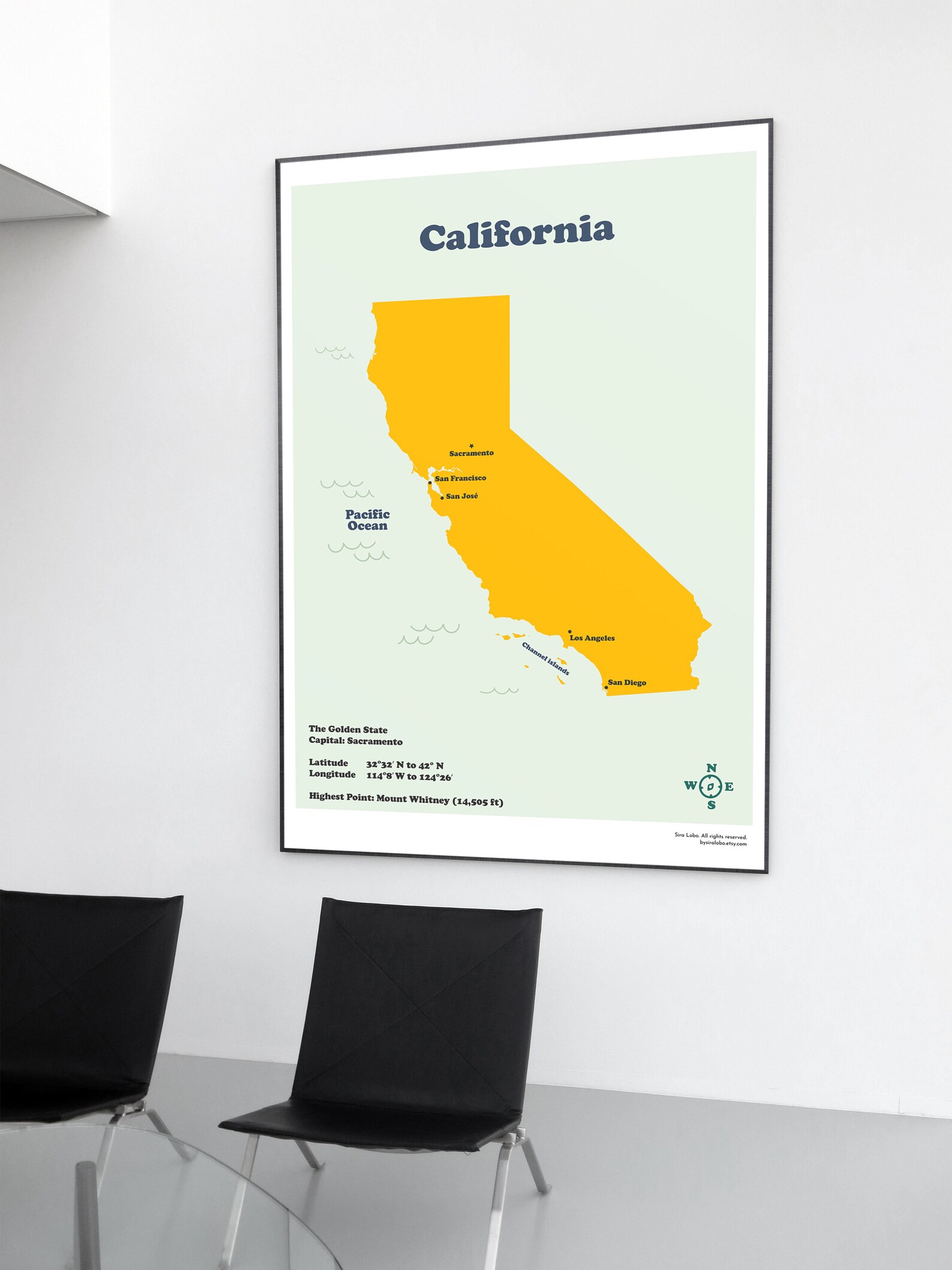 California Golden State Map United States maps for homeschool. | Etsy